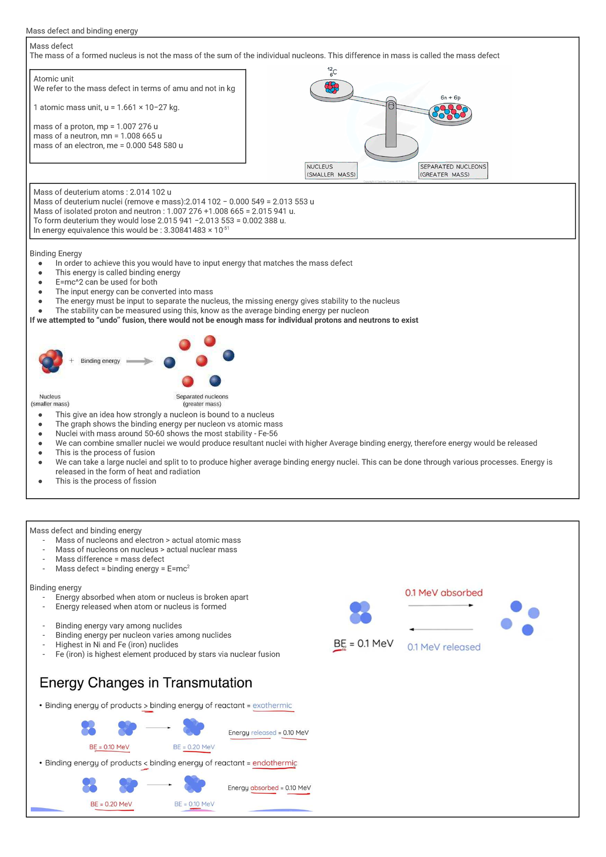 Mod 8 Notes: Mass Defect and Binding Energy Explained - Studocu