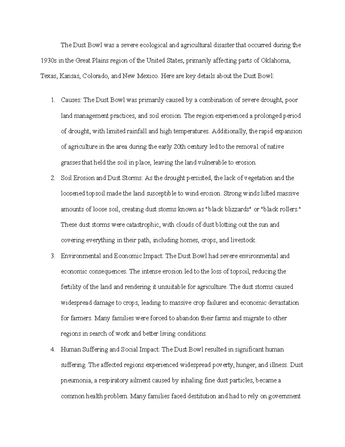 Dust Bowl Overview: Key Causes, Effects & Lessons Learned - Studocu