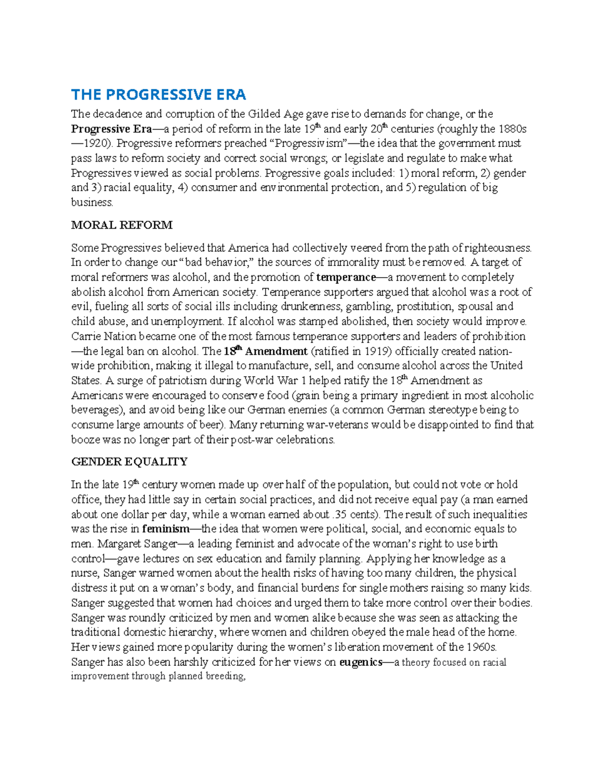 The Progressive Era: Social Reforms in America (HIST101) - Studocu
