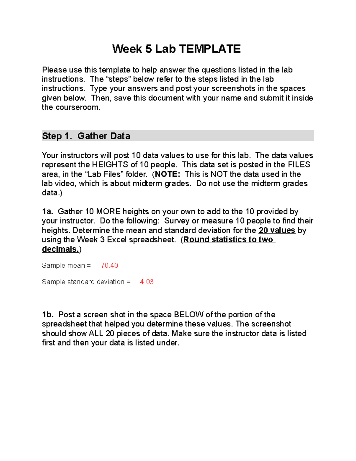 Week 5 Lab (Course Code) - Heights Data Analysis and Empirical Rule - Studocu