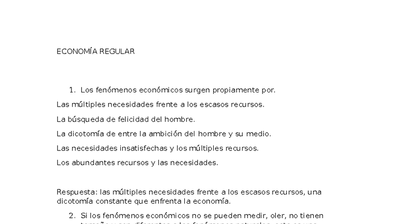 Examen de Economía - ECON 1: Preguntas y Respuestas Clave - Studocu