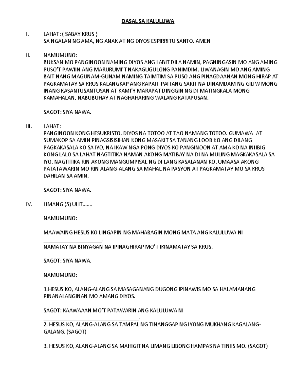 Dasal sa Kaluluwa: Panalangin para sa Kaluluwa ng Namanaw na Binyagan ...