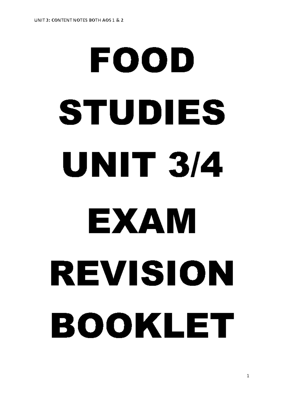 FOOD Studies Unit 3 Exam Revision Notes (2023-2027) - Studocu