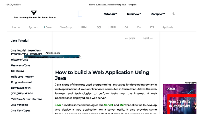 How to Build a Web Application Using Java - Javatpoint Tutorial - Studocu