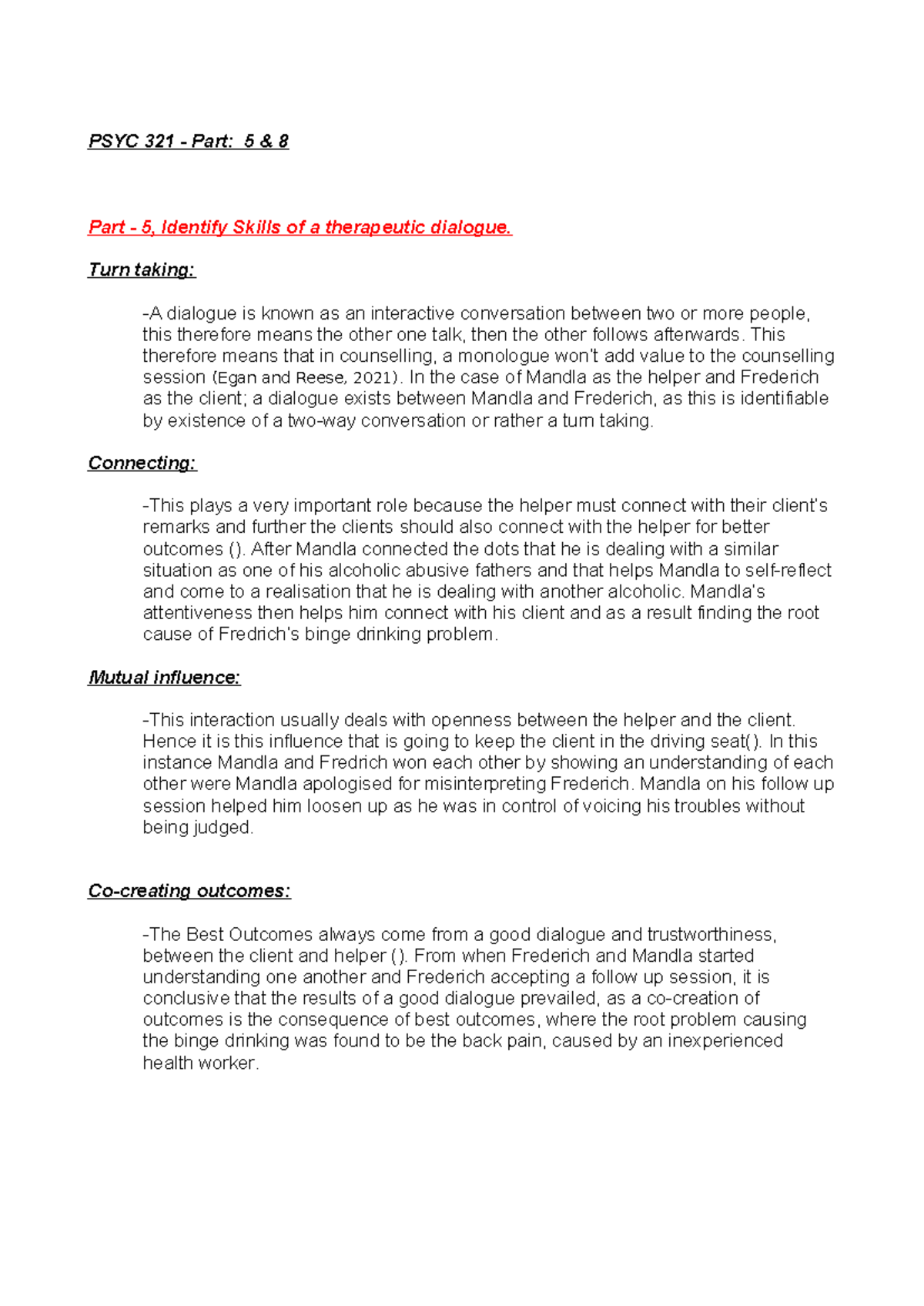 PSYC 321 Assignment - Part: 5 & 8 - PSYC 321 - Part: 5 & 8 Part - 5 ...