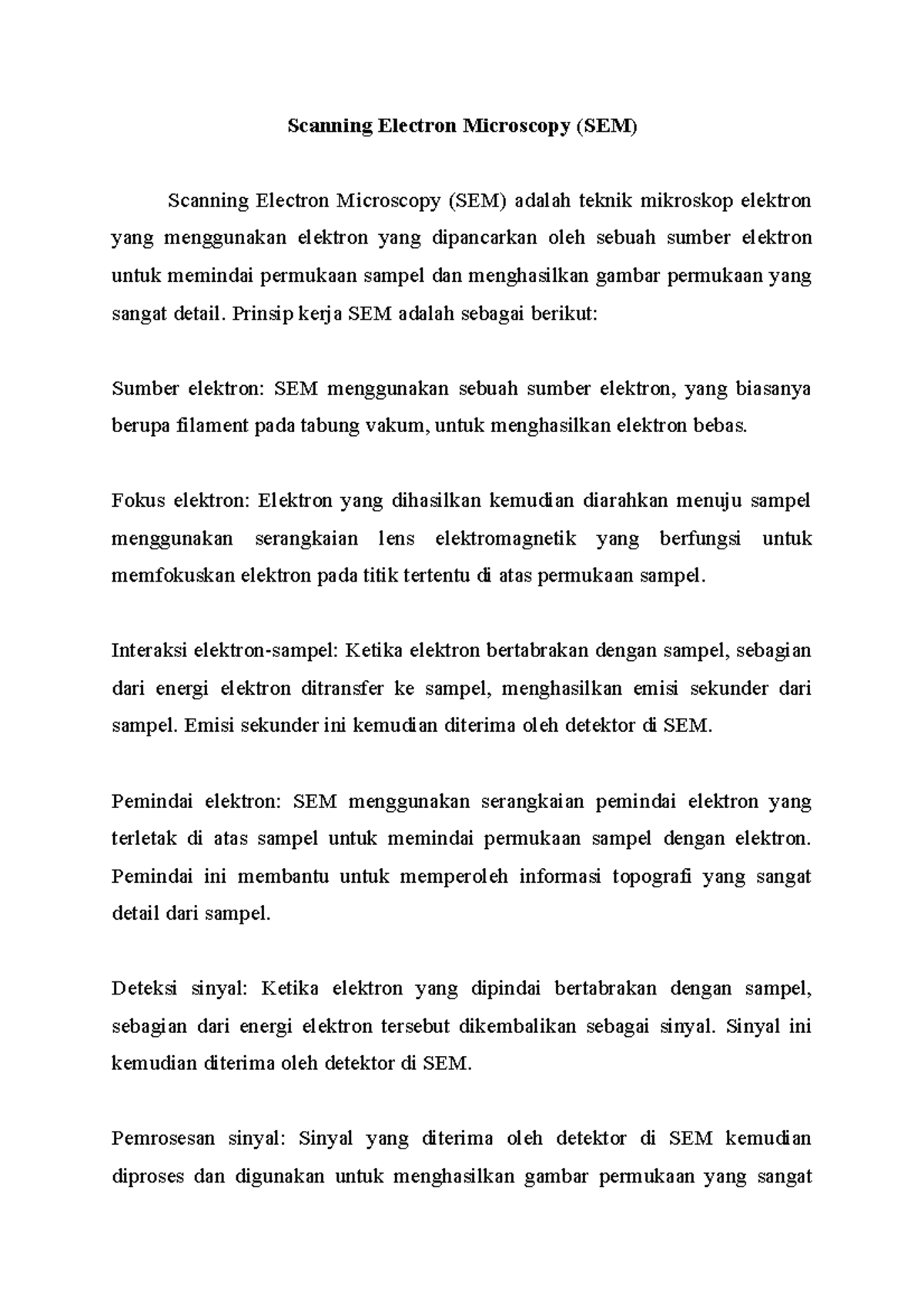 Teknik Scanning Electron Microscopy (SEM): Prinsip dan Jenis-Jenisnya ...