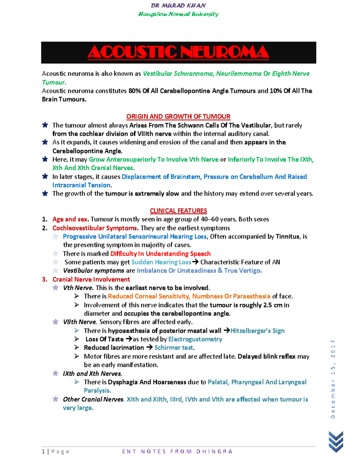 ENT Notes FROM Dhingra new - Hangzhou Normal University D e c e m b e r ...