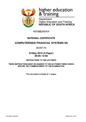 CFS Notes - 1 COMPUTERISED FINANCIAL SYSTEMS N4 NOTES PREPARING TO ...
