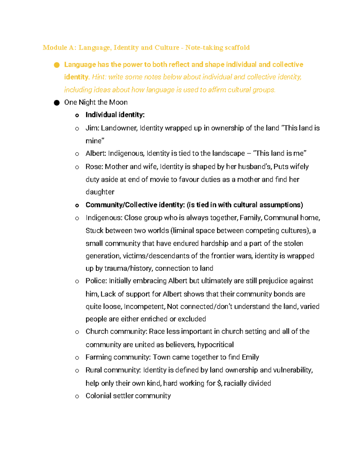 2024 Essay Notes Module A: Language, Identity, and Culture Insights ...