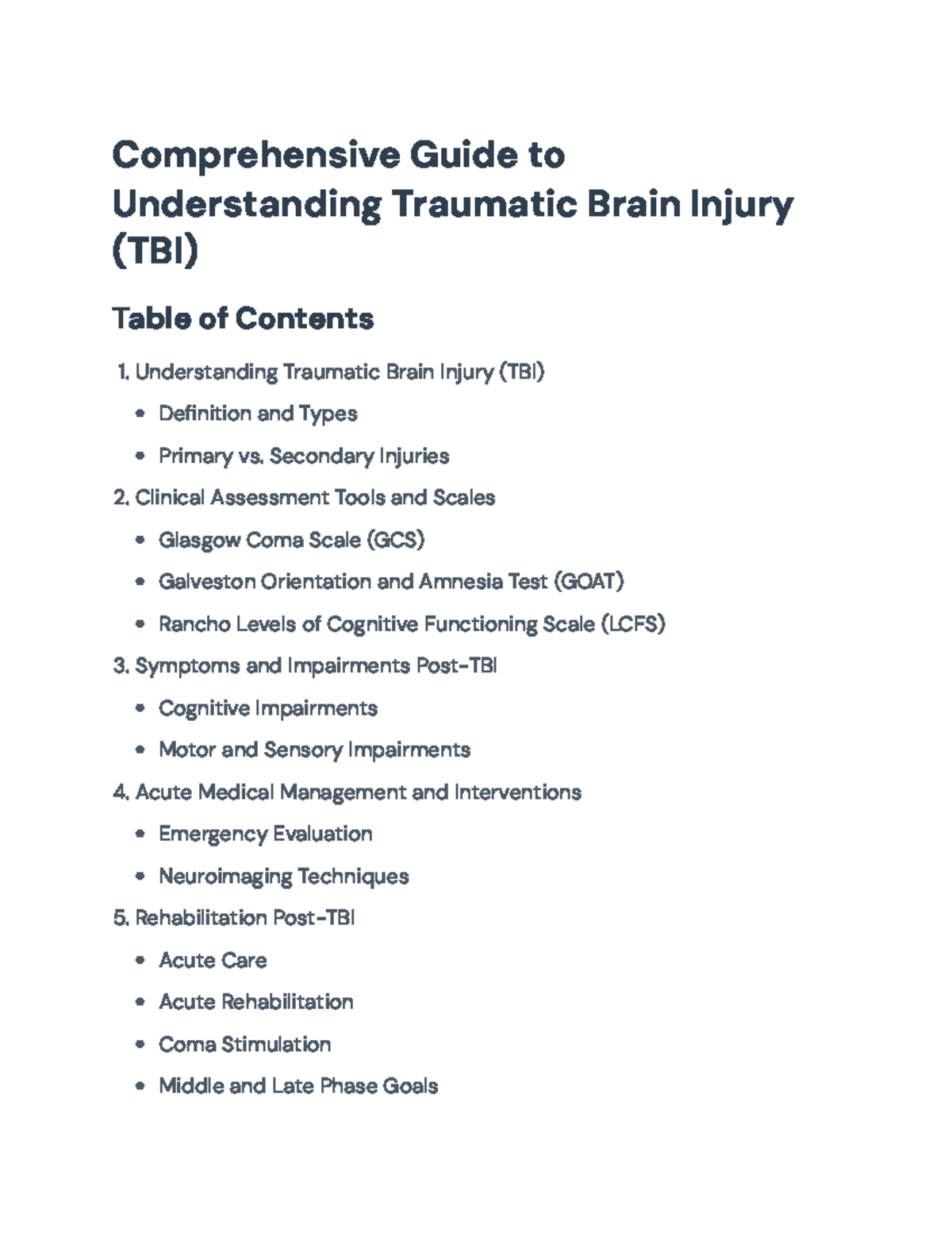 Understanding Traumatic Brain Injury (TBI): A Comprehensive Guide - Comprehensive Guide to - Studocu