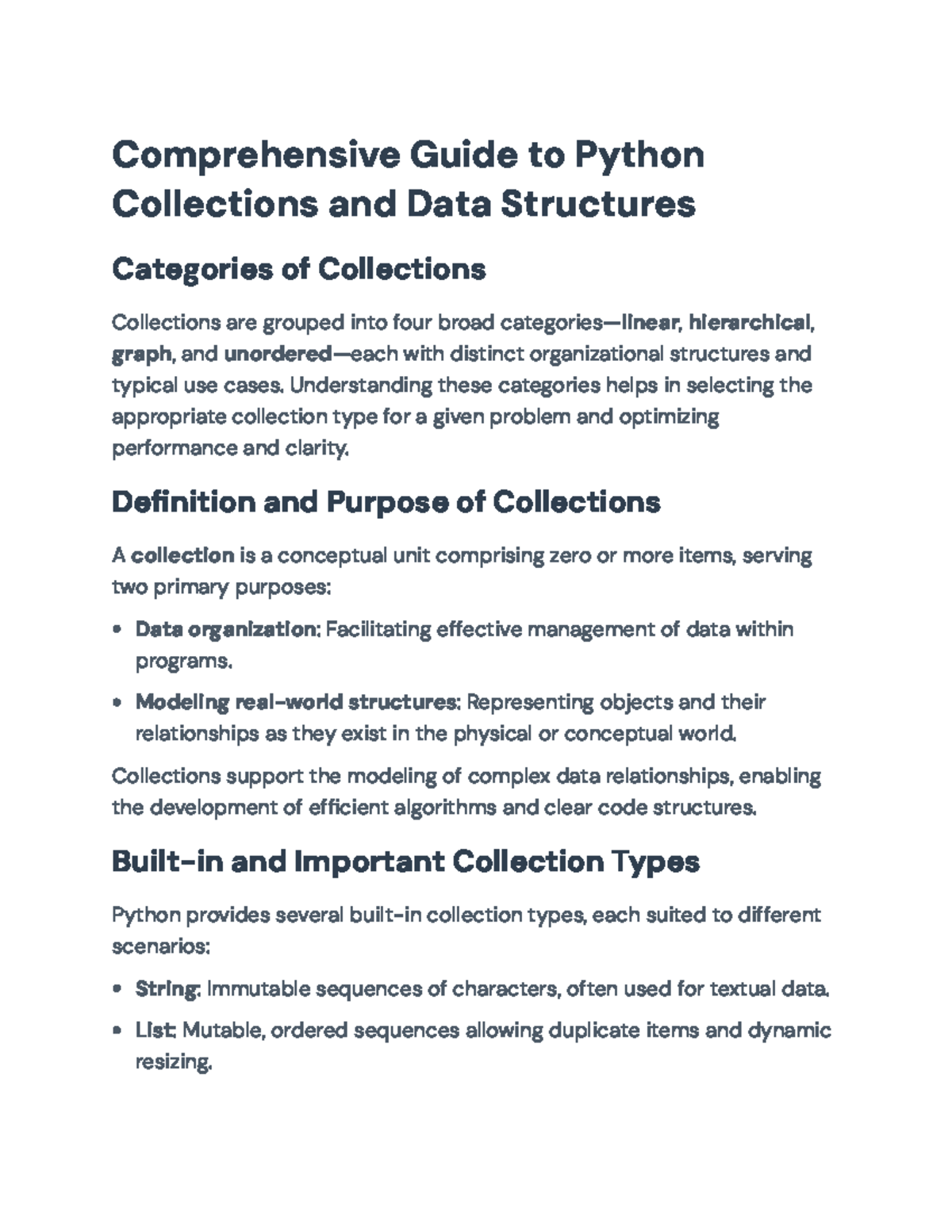 Python Collections & Data Structures: A Comprehensive Overview - Studocu