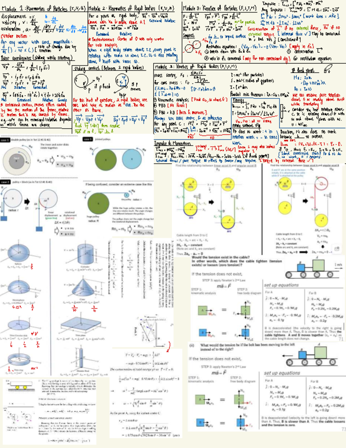 MA1001 Cheat Sheet: Kinetics of Particles and Rigid Bodies - Studocu