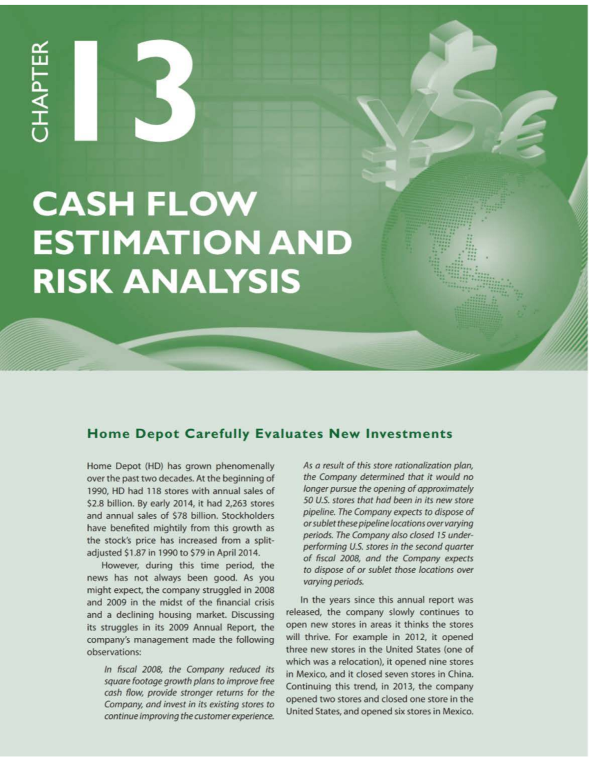 CASH FLOW ESTIMATION & RISK ANALYSIS: Home Depot's Investment ...