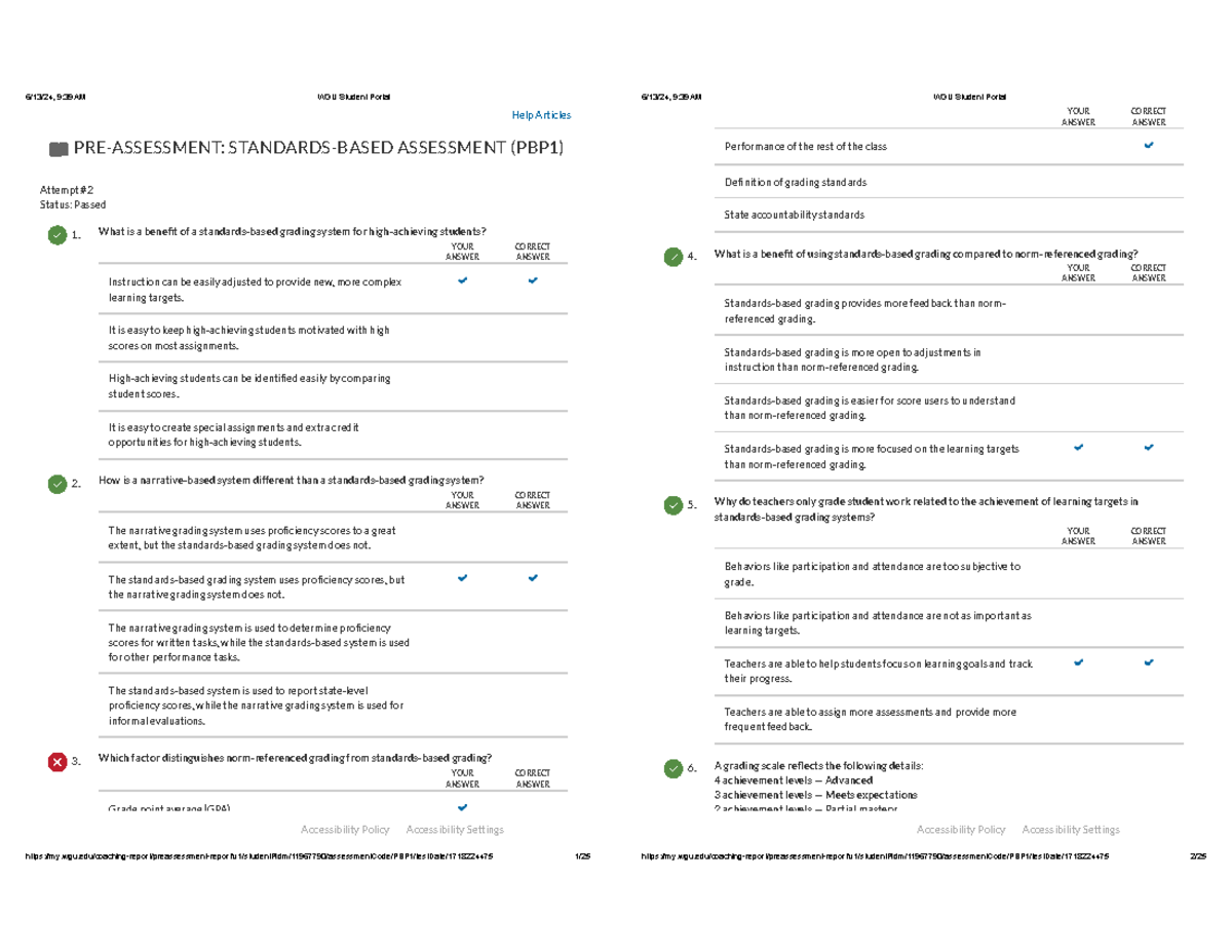 Wgu Pre Answers Help Articles Pre Assessment Standards Based
