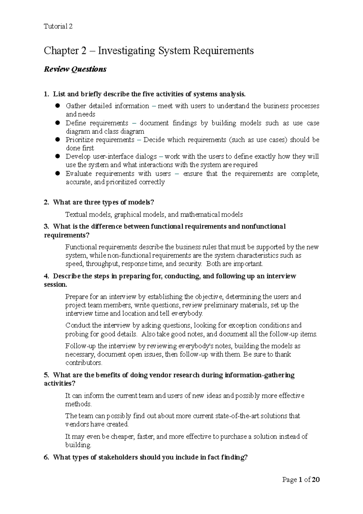 Chapter 2 Study Notes: Investigating System Requirements (CS 101) - Studocu