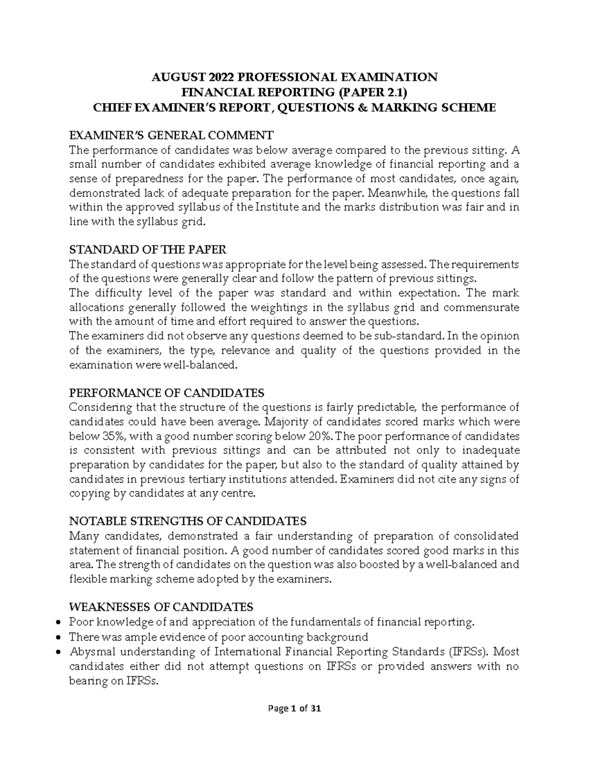Corporate Reporting Format (ICAG) - Syllabus Overview 2024-2029 - Studocu