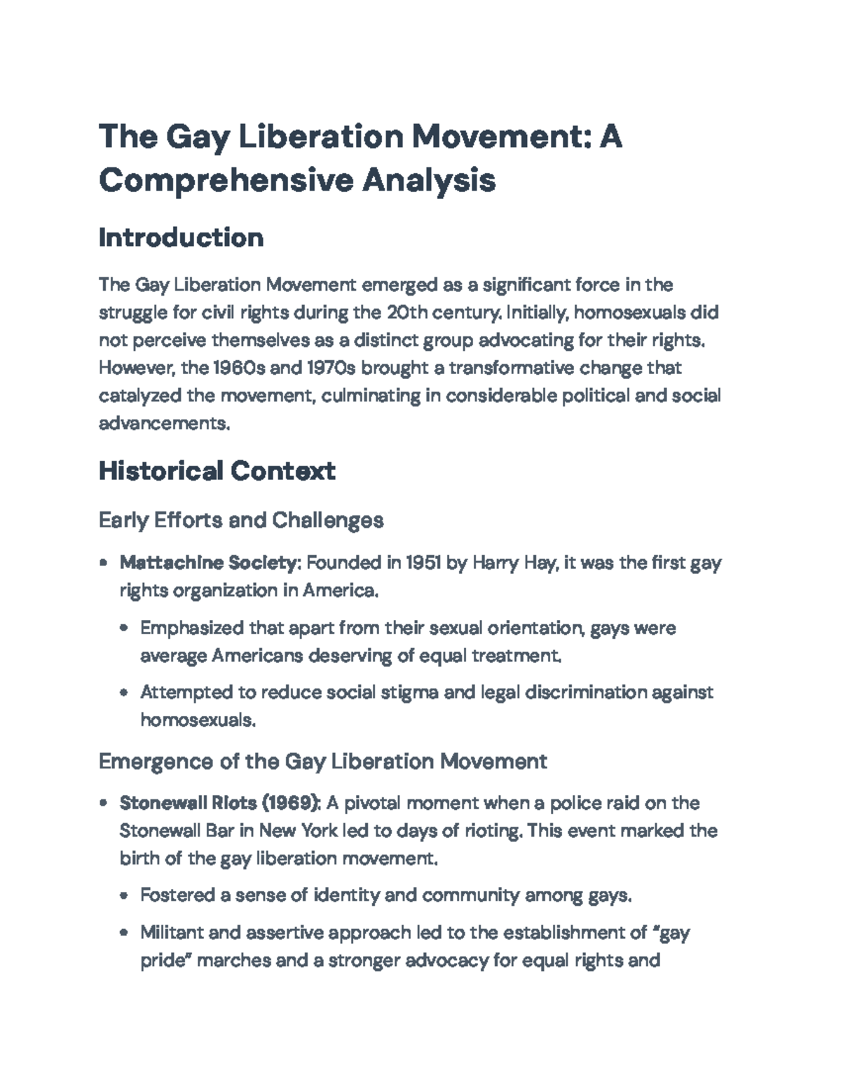 The Gay Liberation Movement: Historical Context and Key Figures ...