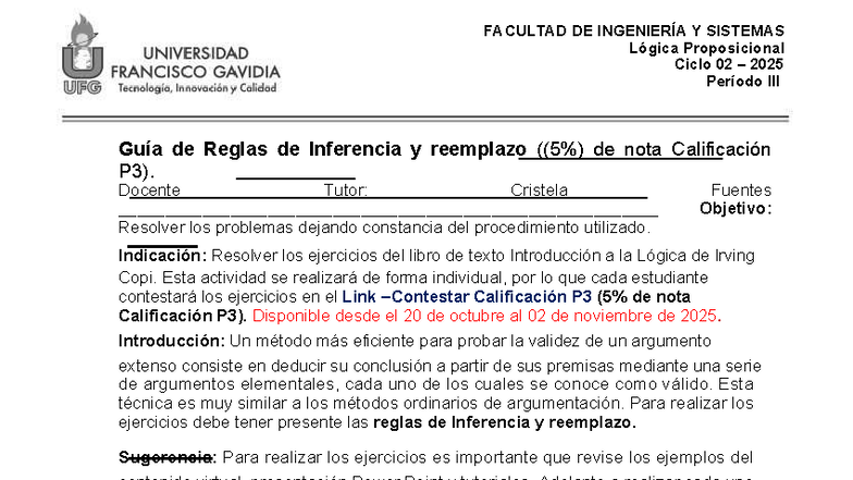 U3 - Guía de Reglas de Inferencia y Pruebas de Validez - Parte 2 - Studocu