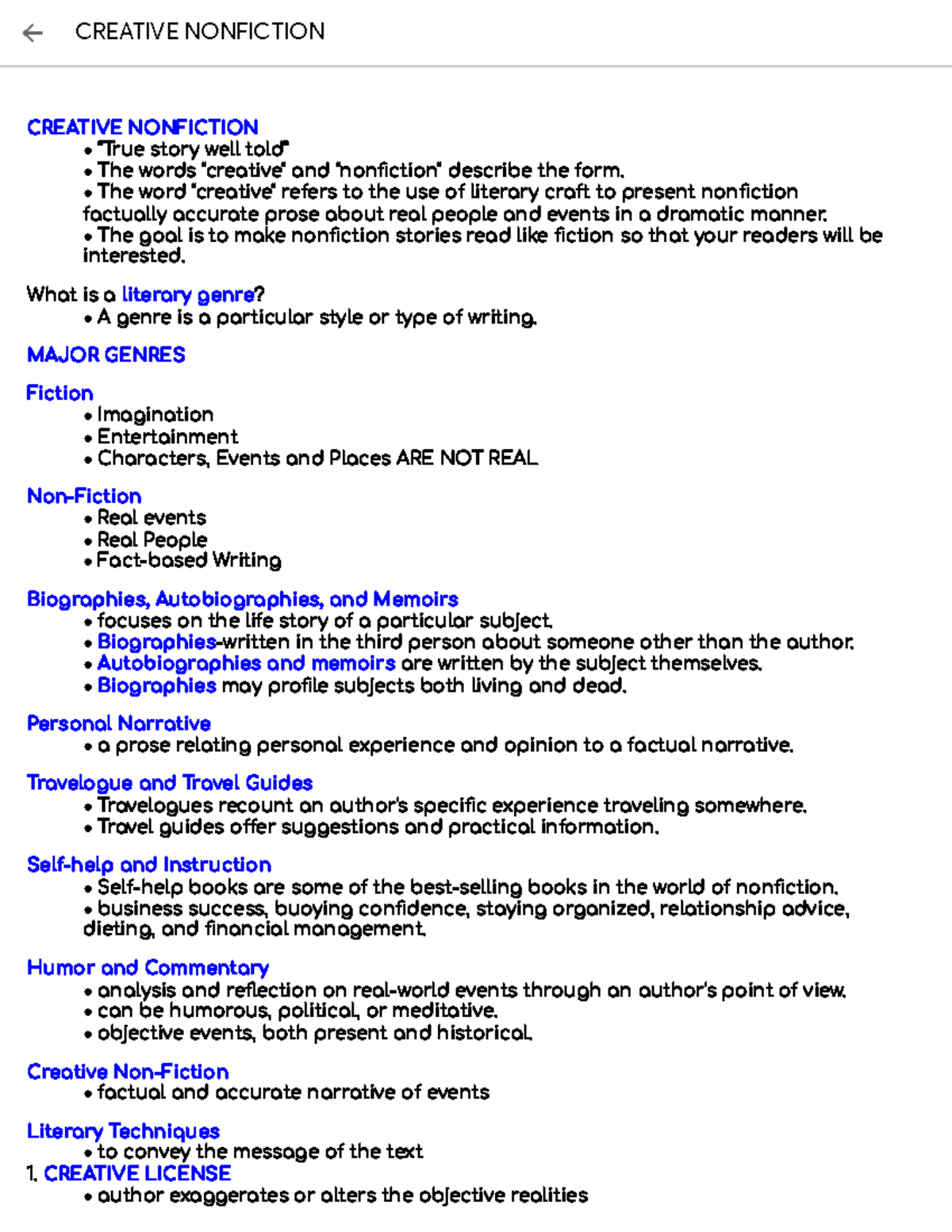 Creative Nonfiction: Understanding the Genre and Its Elements - Studocu