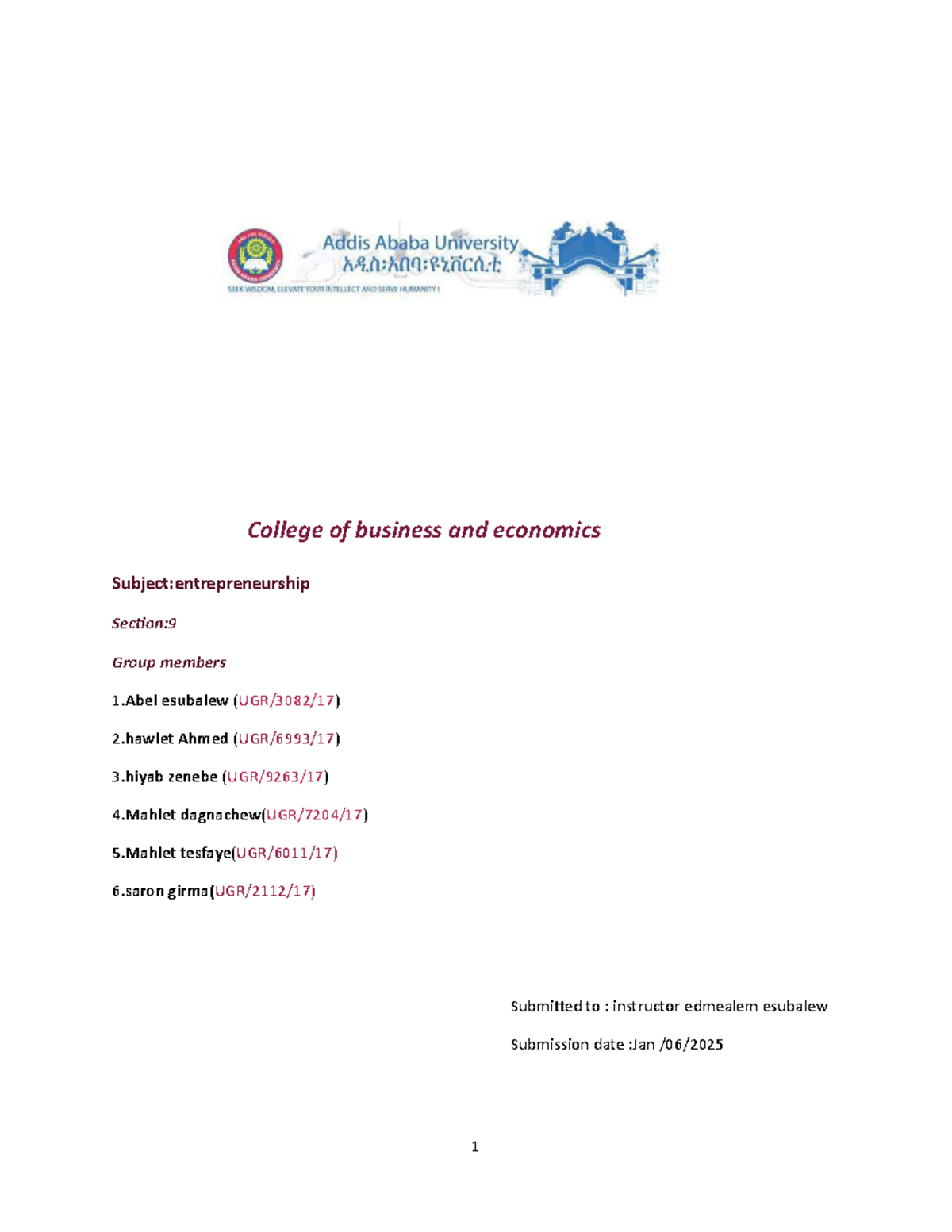 Entrepreneurship Project Proposal: Adey Laundry Service (BUS 101) - Studocu