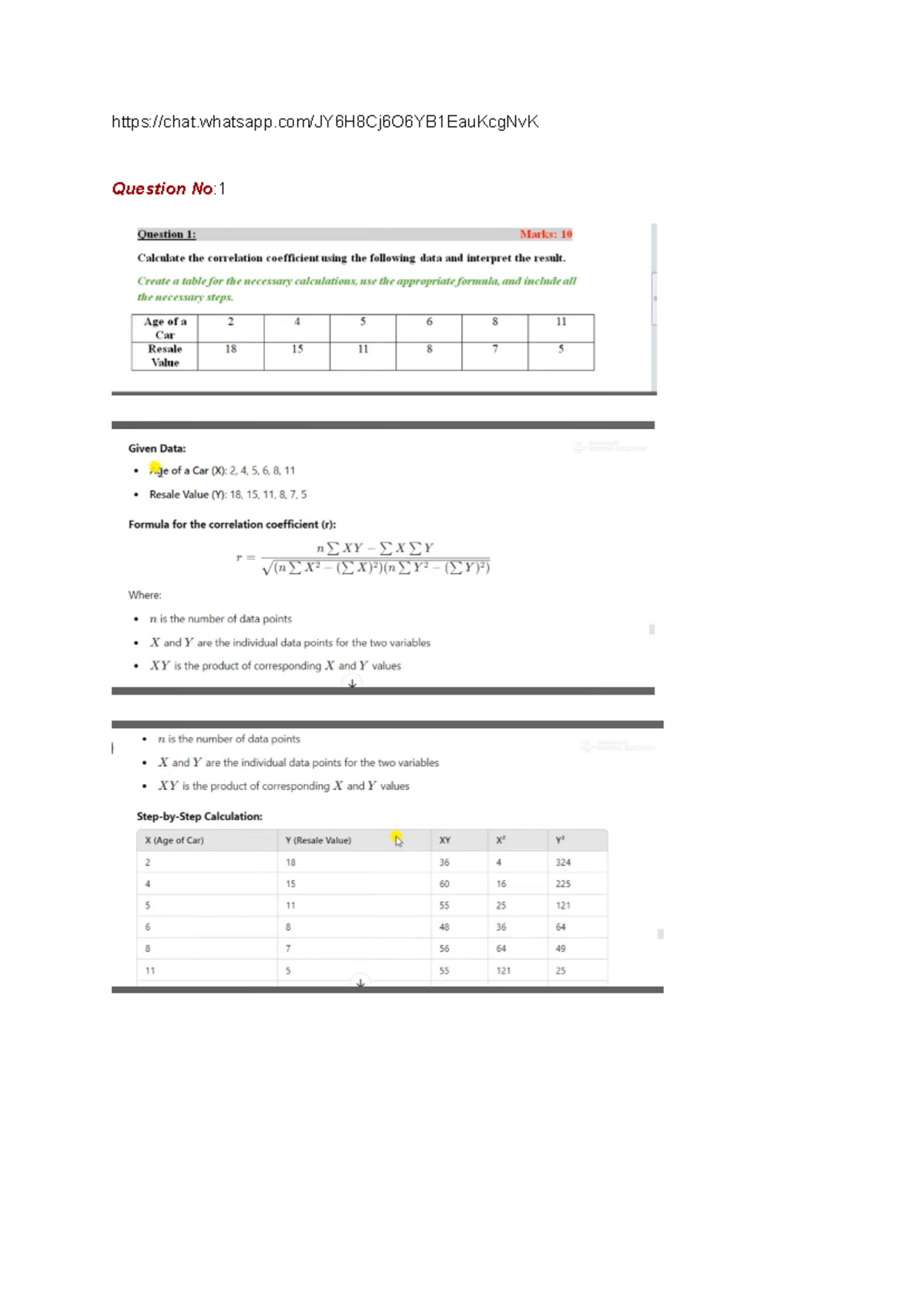 Sta301 Solution - Nii - Question No:1 Question 1: Marks: 10 Calculate ...