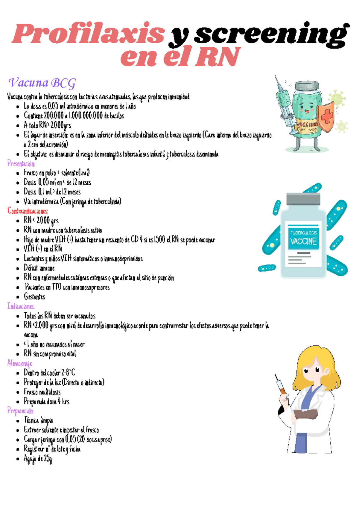 Profilaxis y screening en el RN - Vacuna contra la tuberculosis con ...