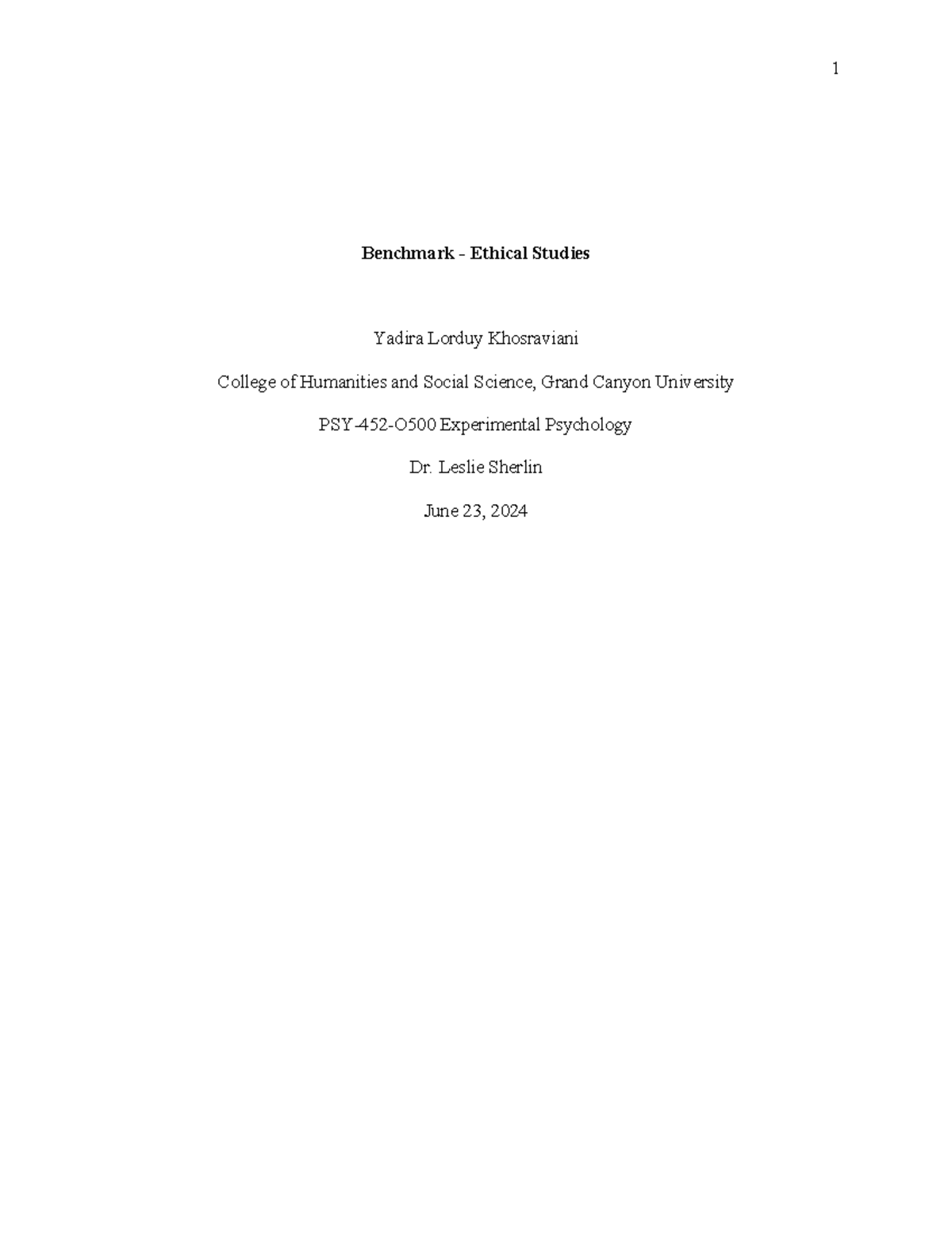 PSY-452-O500 Ethical Considerations in Psychological Research - Studocu