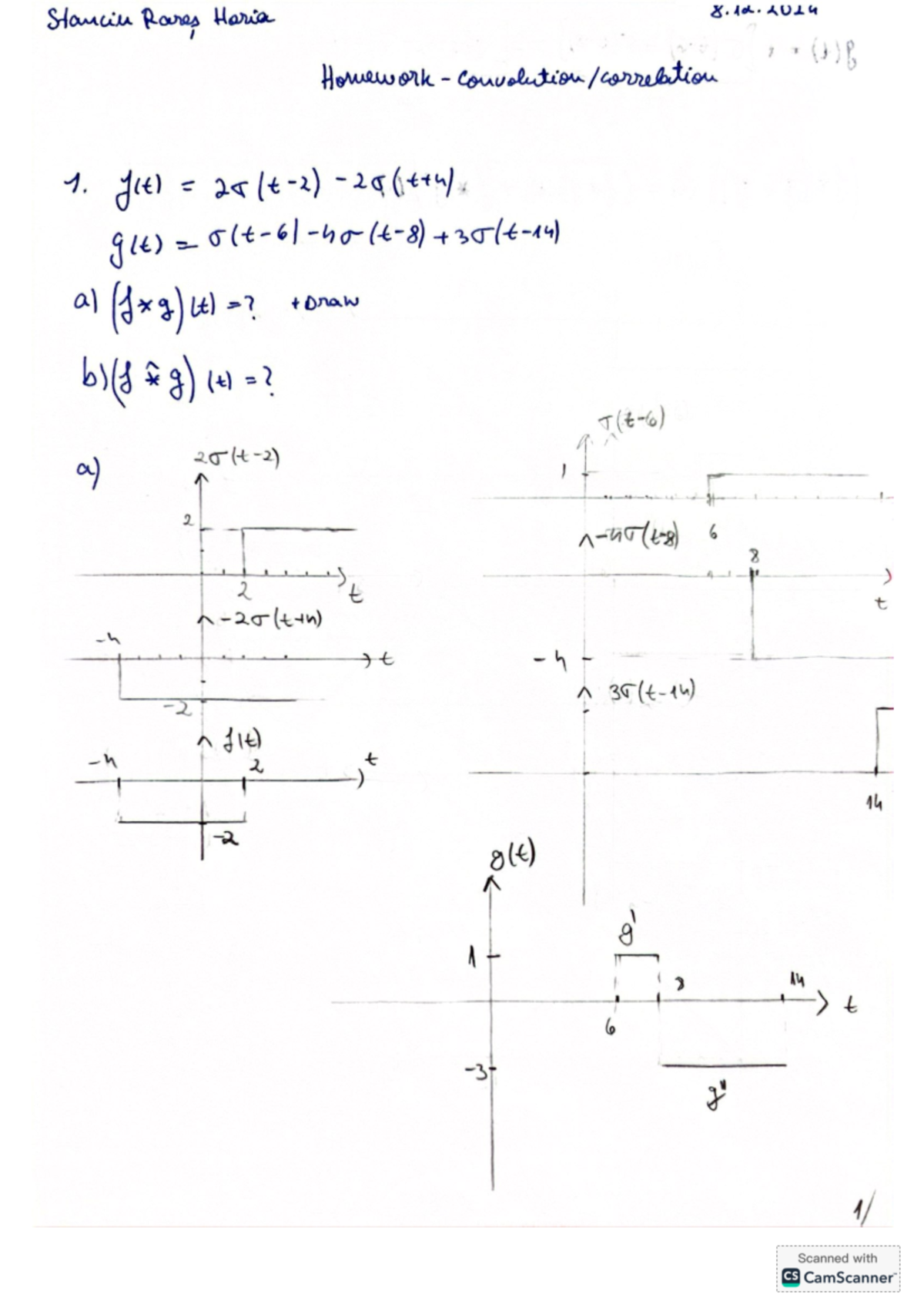 Tema convolutii corelatii - Stancill Rares Haria 8.12 Homework 1. y(t ...