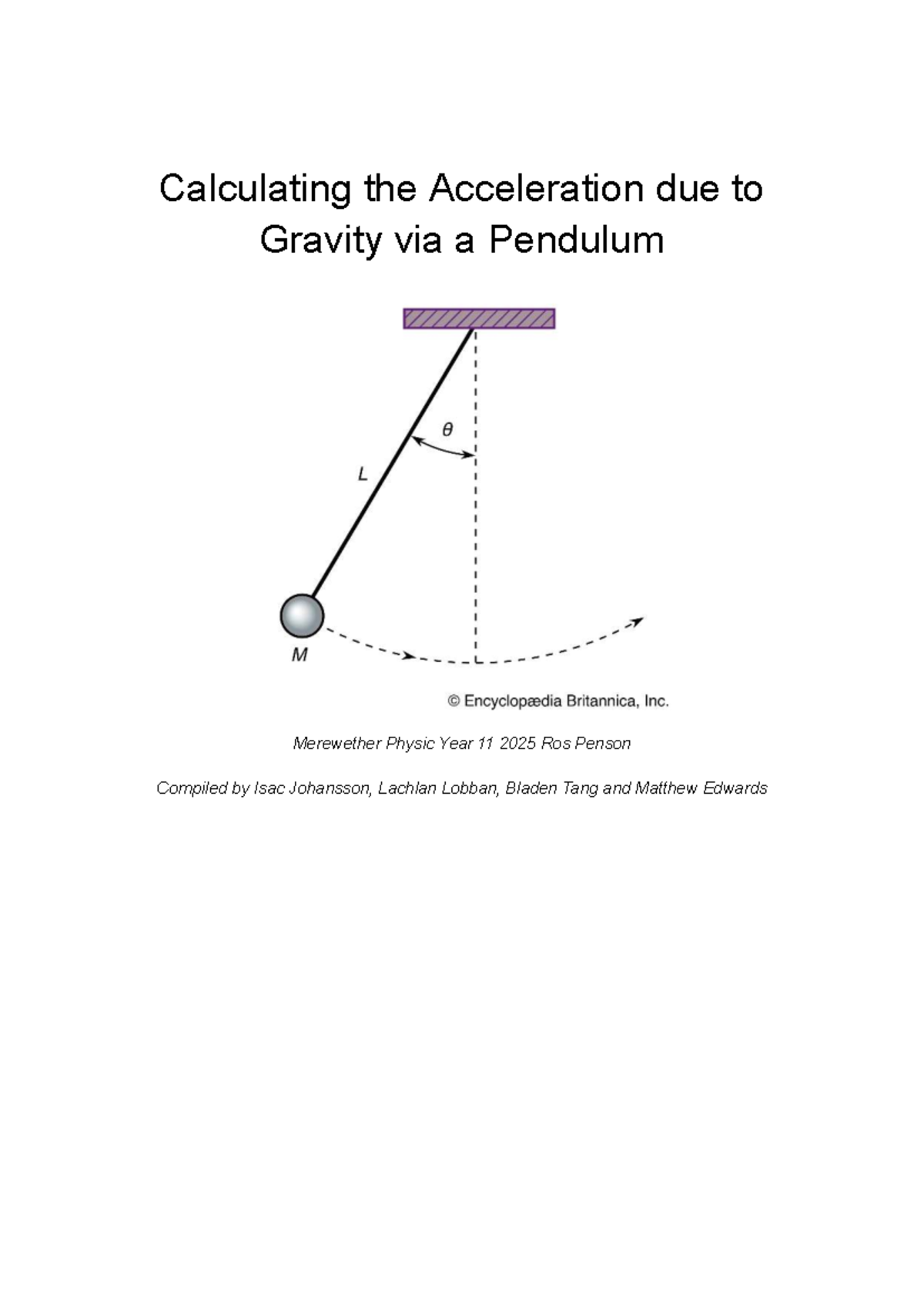 Physics Year 11 - Calculating Gravity via Pendulum Experiment - Studocu