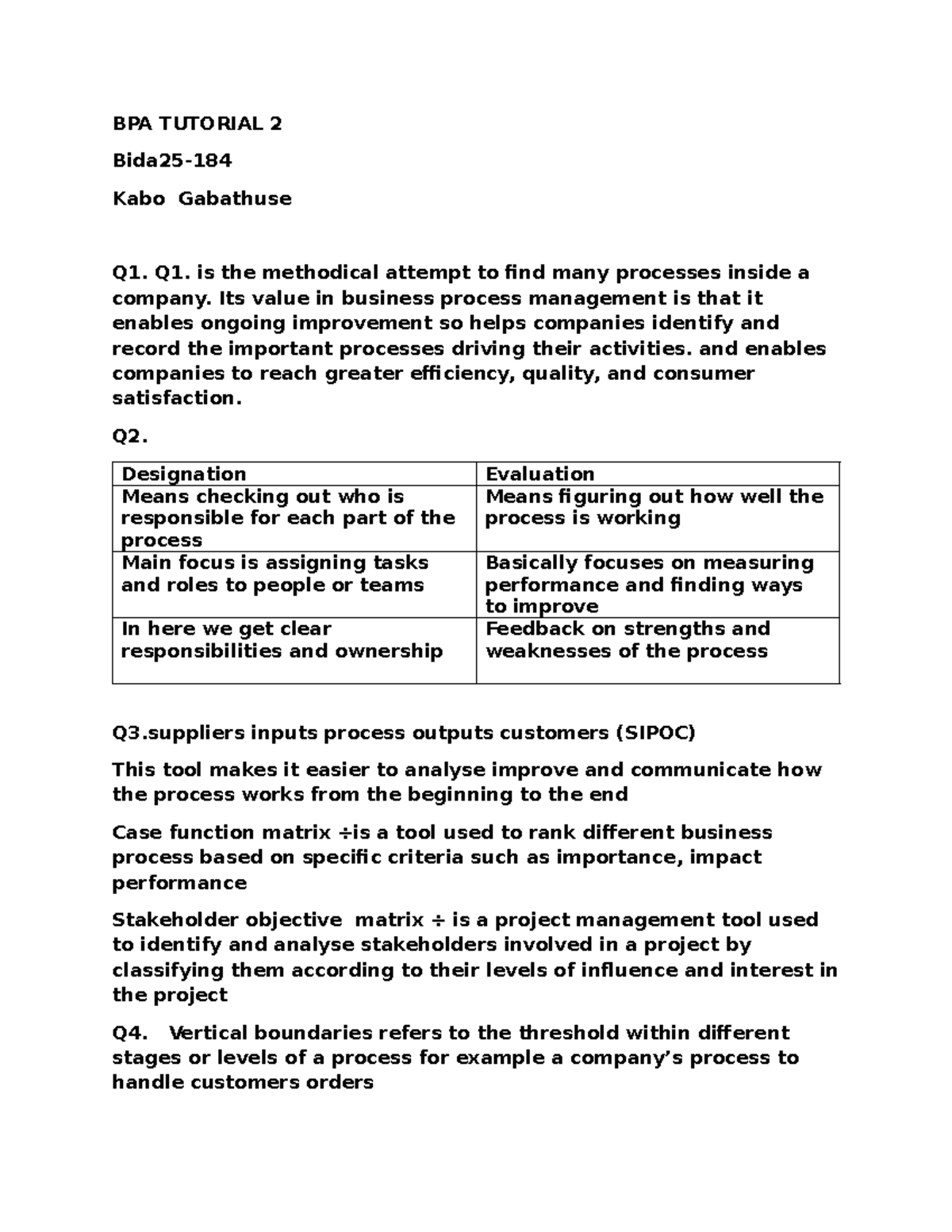 BPA TUTORIAL 2: Business Process Management Insights - Studocu