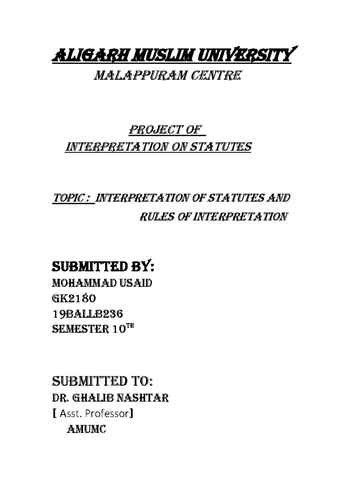 Interpretation of Statutes: GK2180 Project Submission by Usaid - Studocu