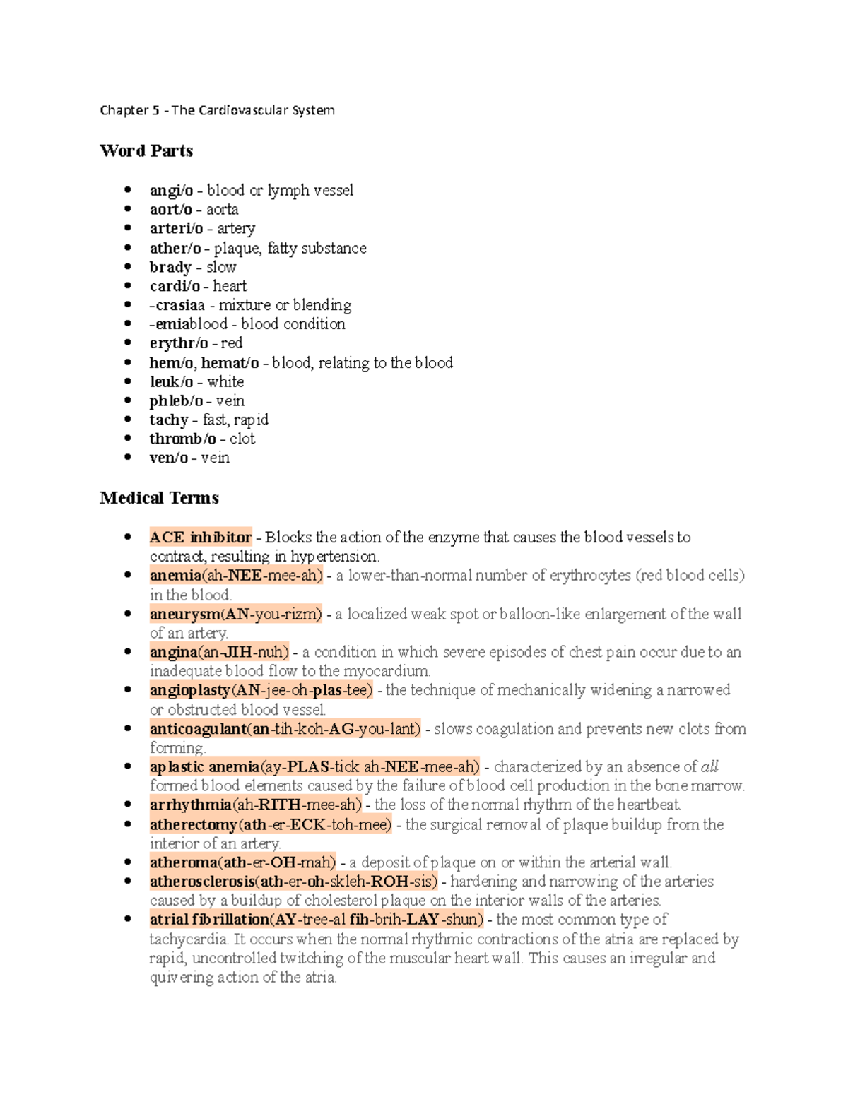 Chapter 5 - The Cardiovascular System - Chapter 5 - The Cardiovascular ...