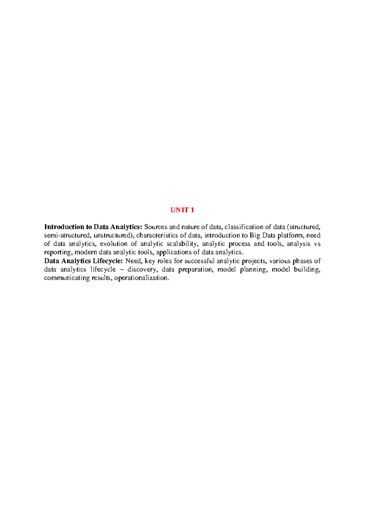 Unit 1 Unit 1 Notes Unit 1 Introduction To Data Analytics Sources