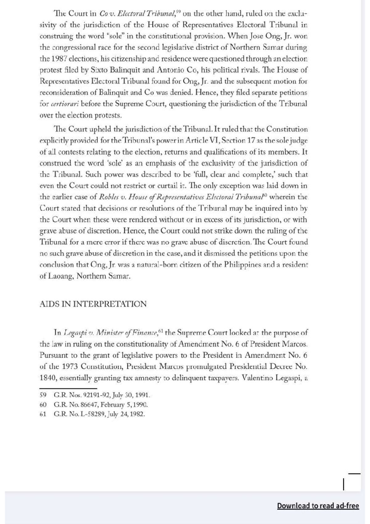 Legal Analysis on Aids in Interpretation & Self-Executing Provisions ...