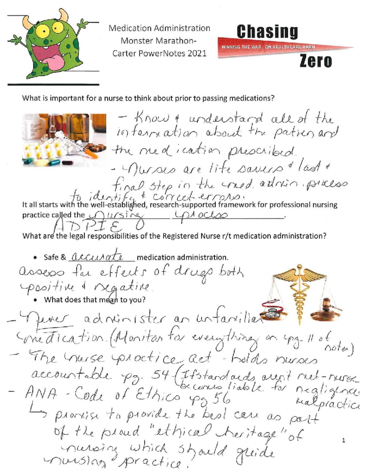 Med Admin Day 1 +Part 1 Filled In - Medication Administration Chasing ...
