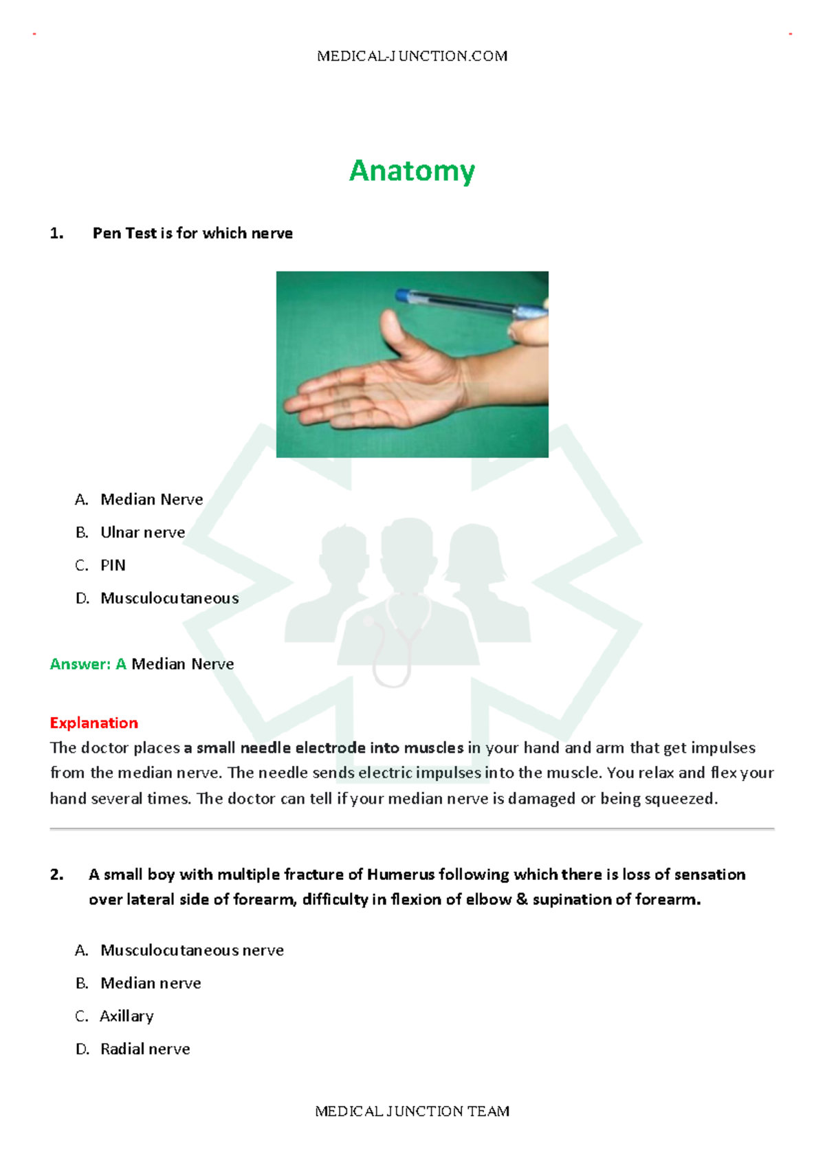 NEET PG 2021: Anatomy & Physiology Exam Questions and Answers - Studocu