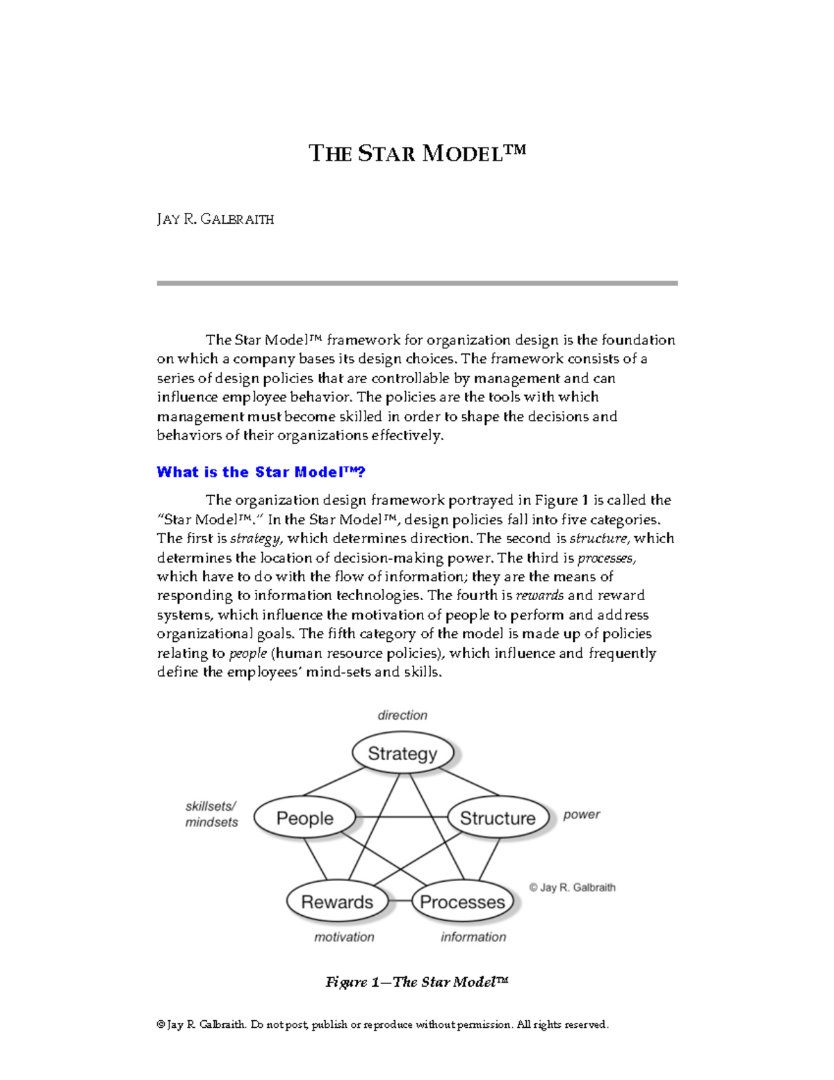 The Star Model™: Framework for Effective Organization Design - Studocu