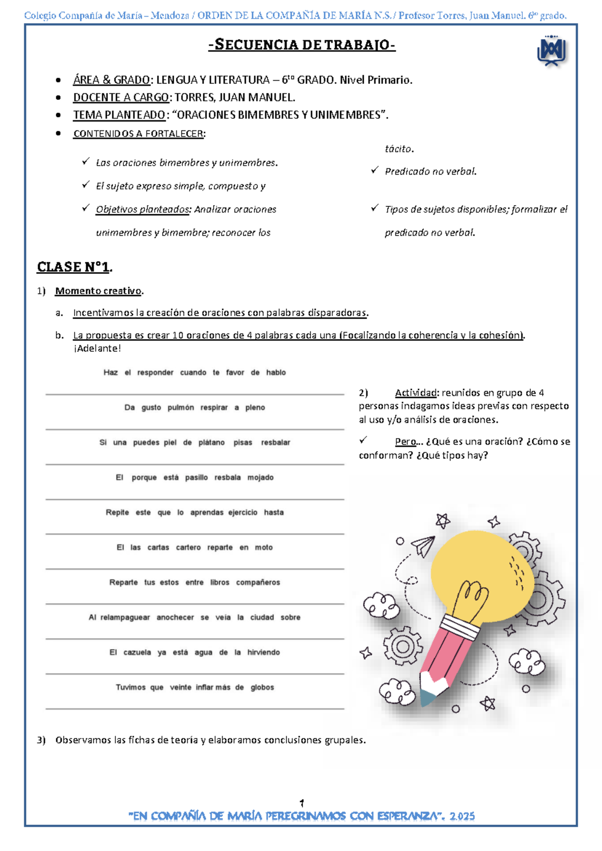 Secuencia Didáctica: Lengua y Literatura 6to Grado - Docente Juan ...