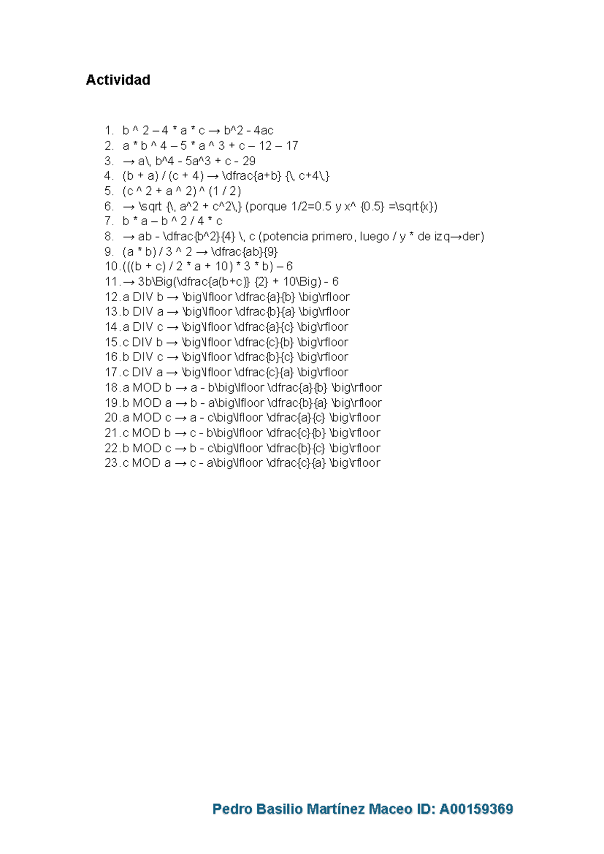 Unidad 2: Actividad 2 - Ejercicios de Valor Final en Matemáticas - Studocu