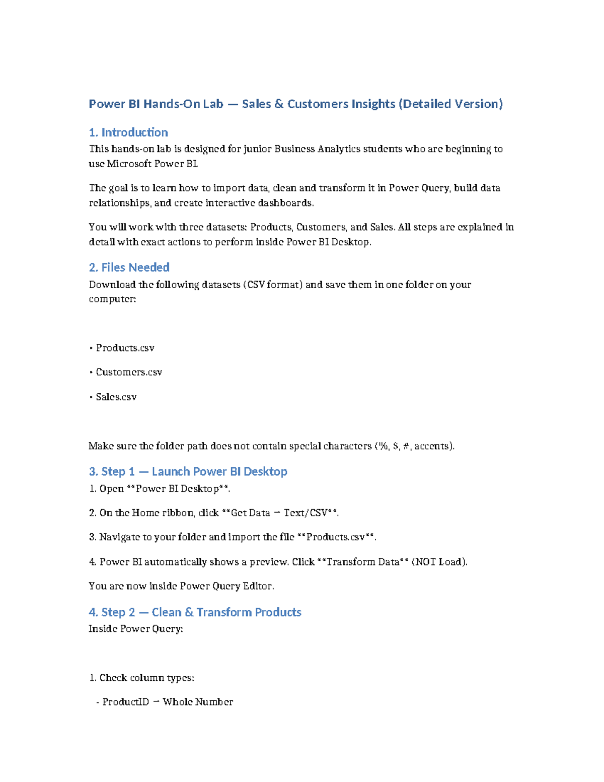 Power BI Lab: Sales Customer Insights - Hands-On Guide - Studocu
