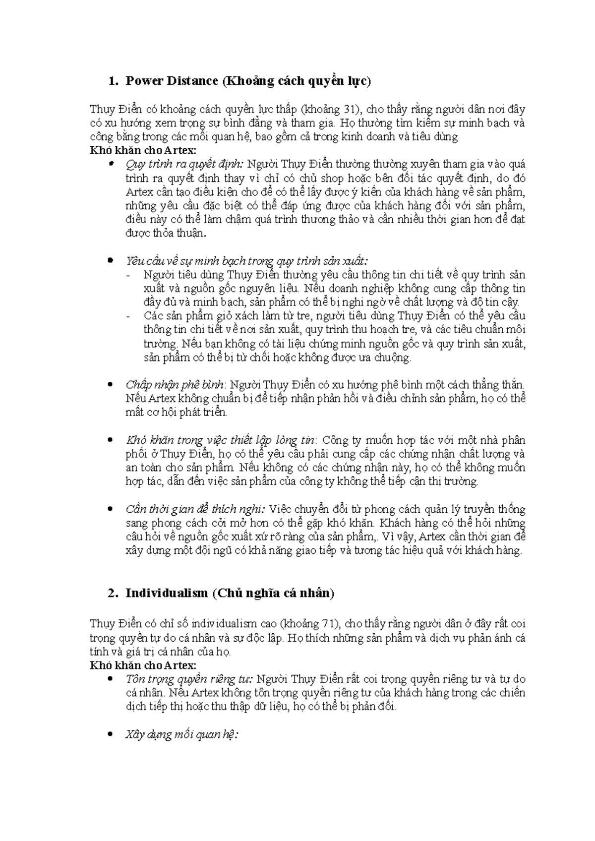 Power Distance, Individualism - 1. Power Distance (Khoảng cách quyền ...