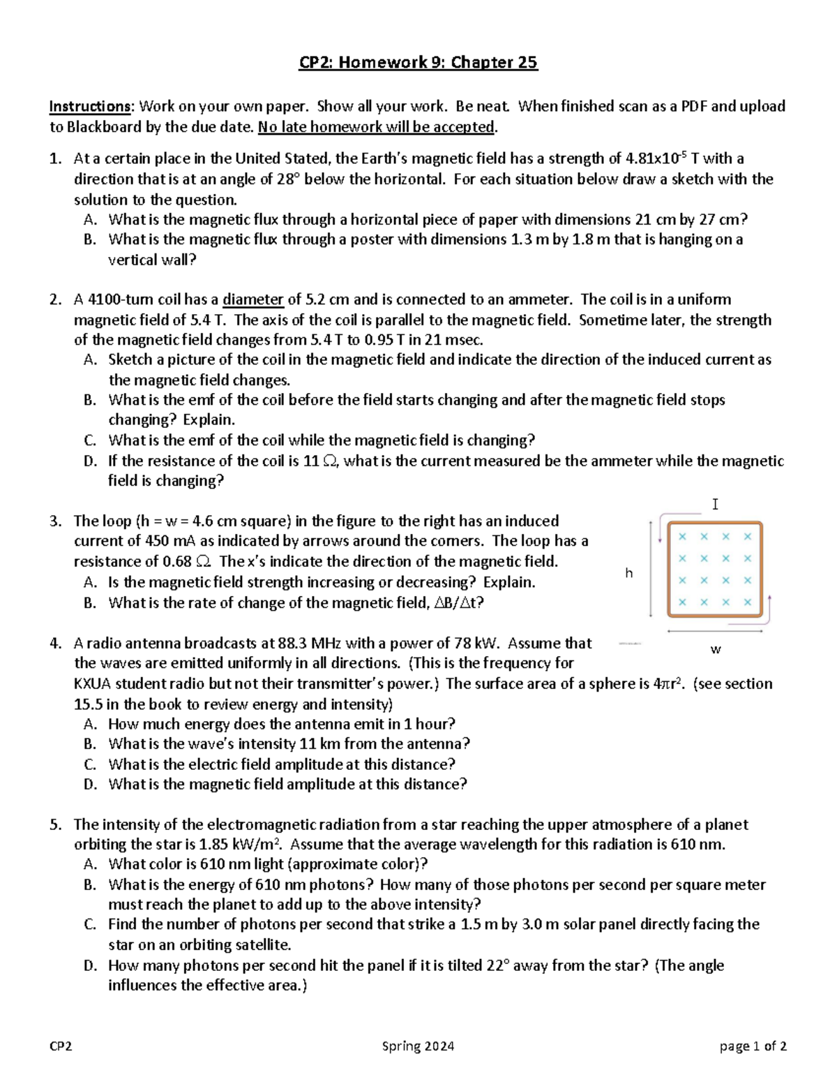 CP2 HW09: Exploring Magnetic Fields & Induction in Chapter 25 - Studocu
