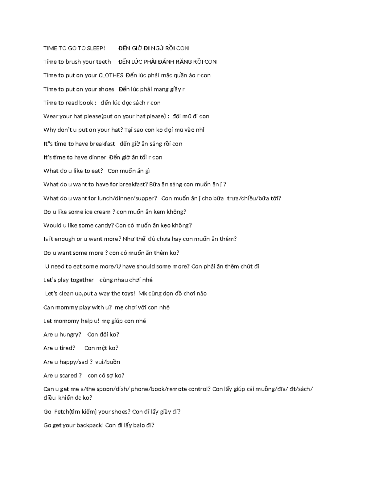 ENG 101: Daily Communication Phrases for Kids - Studocu