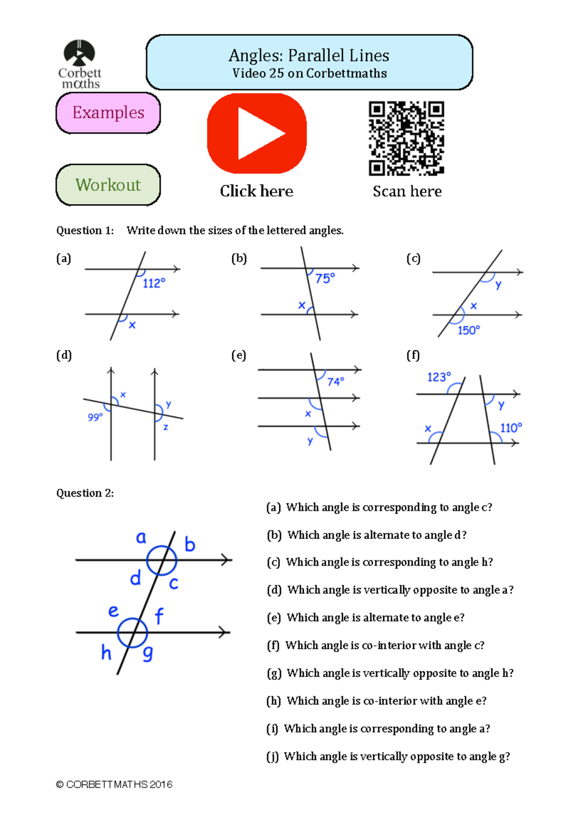 Angles in parallel lines pdf1 - ! Angles: Parallel Lines Video 25 on ...