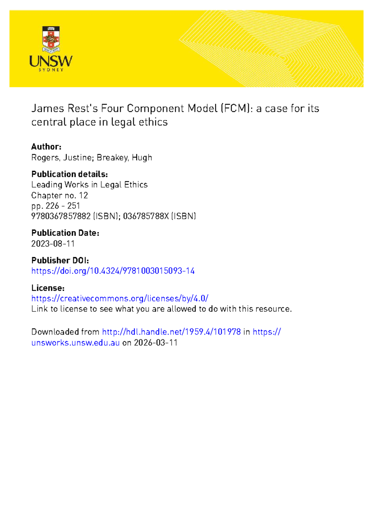 James Four Component Model (FCM) in Legal Ethics: A Critical Analysis ...