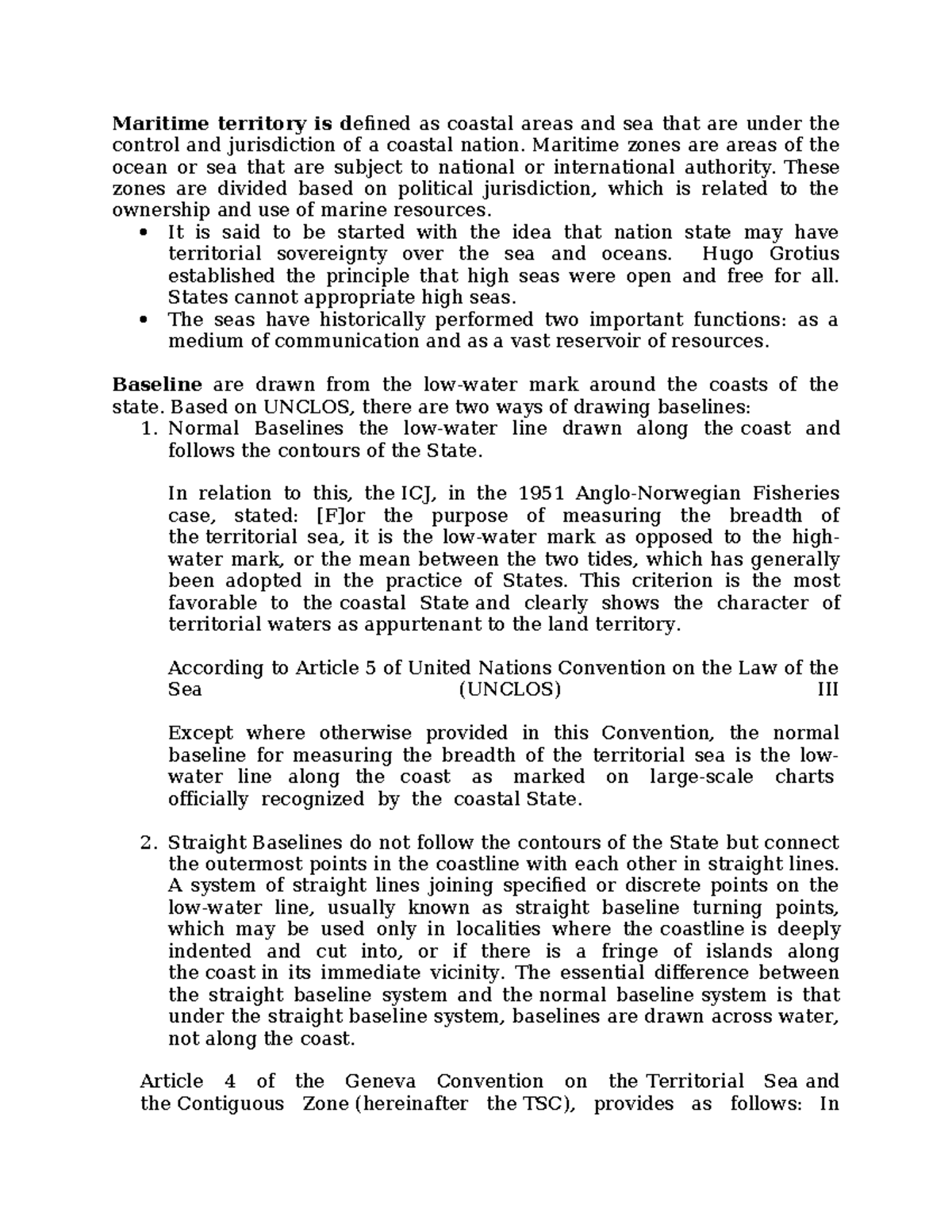 Consolidated - Notes - Maritime territory is defined as coastal areas ...