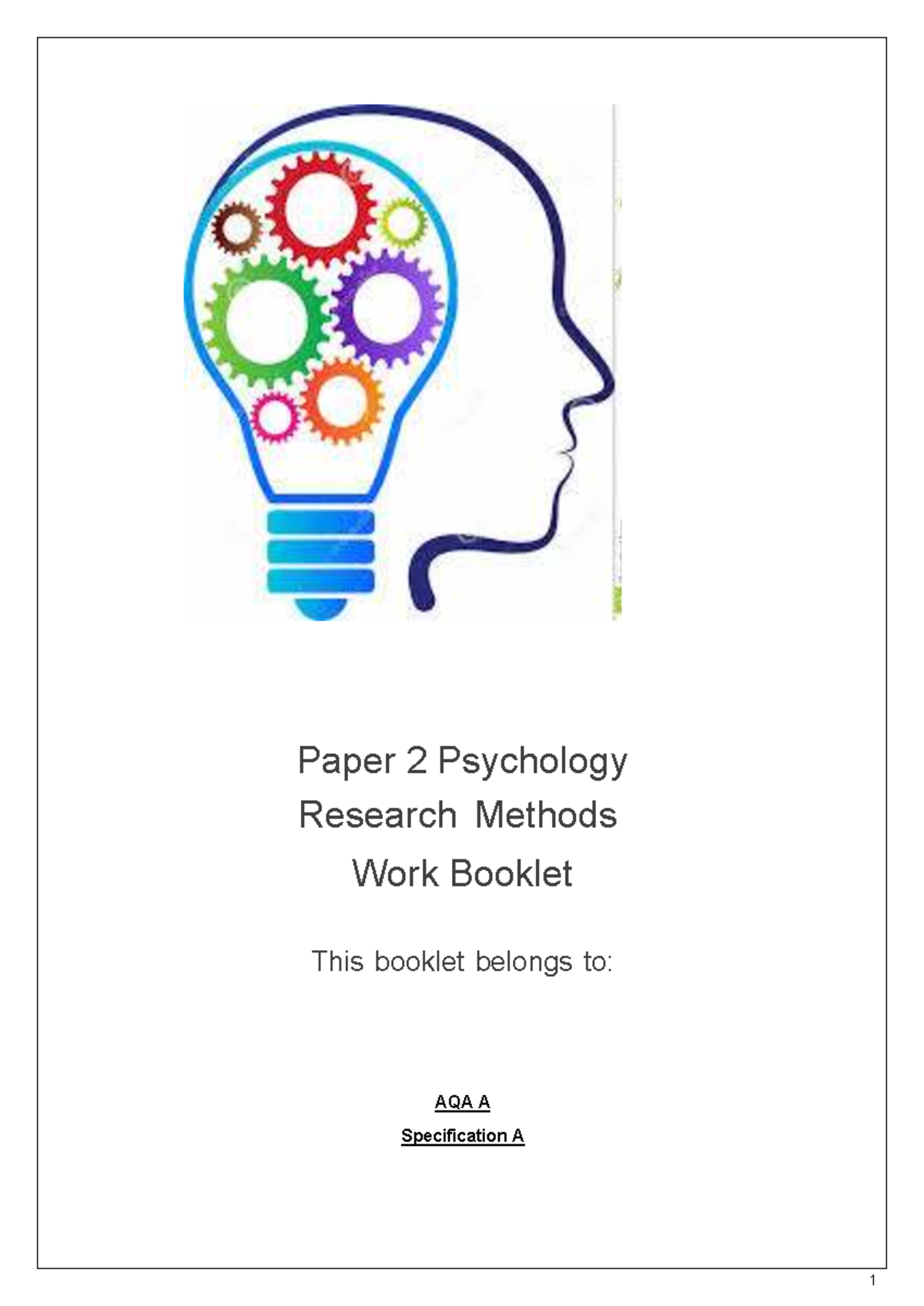 AQA A Level Psychology Research Methods Workbook - Studocu