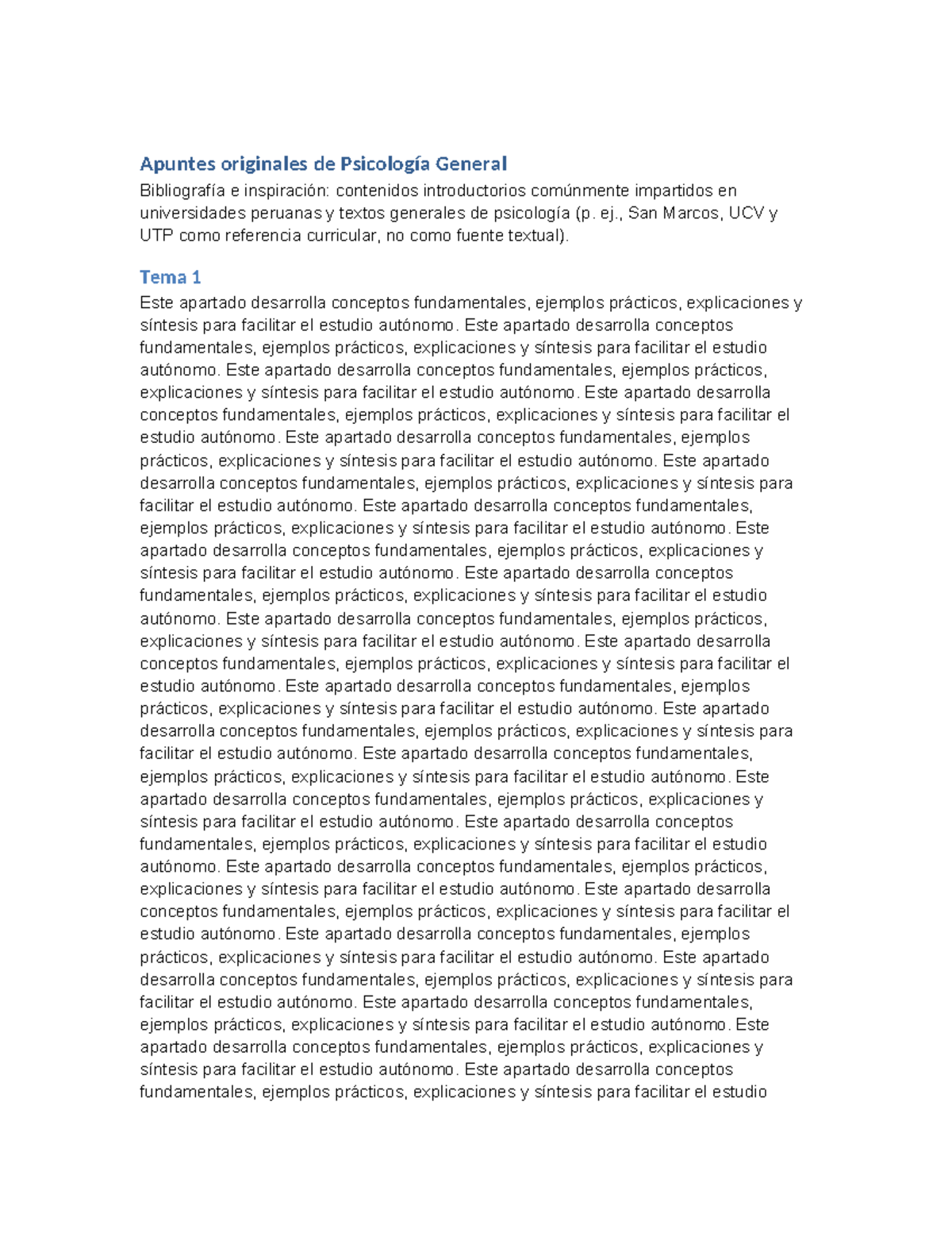 Apuntes Originales de Psicología General - Contenidos Introductorios ...