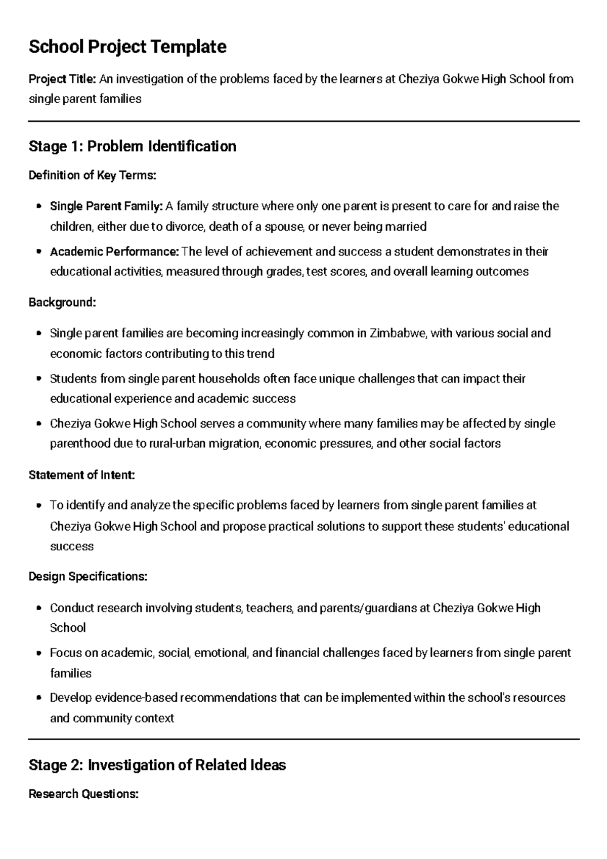 Cheziya Gokwe High School: Investigating Challenges for Single Parent ...