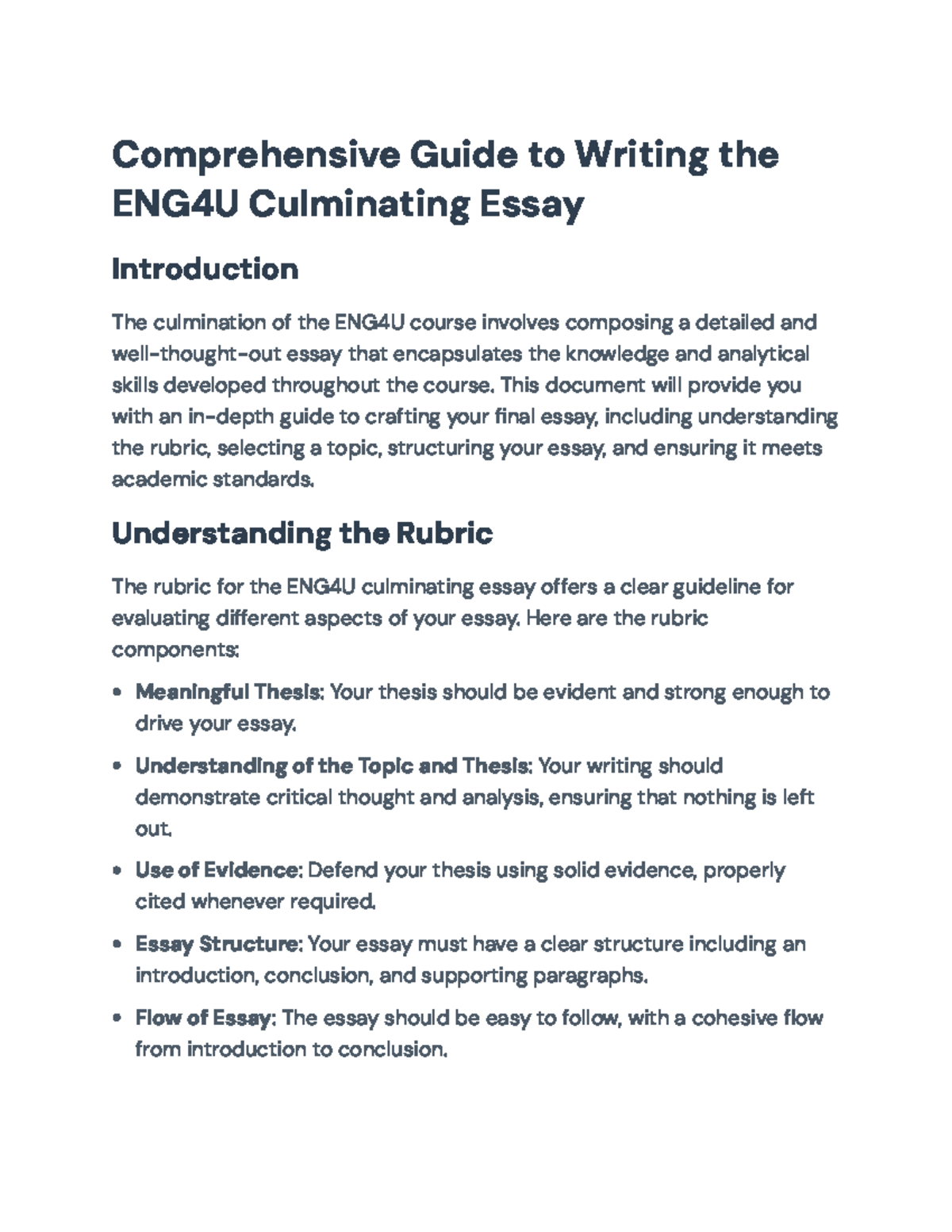 ENG4U Final Essay Writing Guide: Techniques for Structuring & Crafting ...